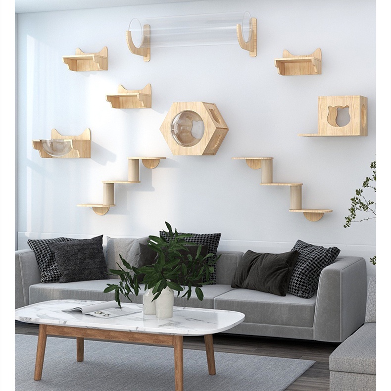 DIY Cat Wall Mounted House Wood Cat Hanging Nest Cats Climbing Frame ...