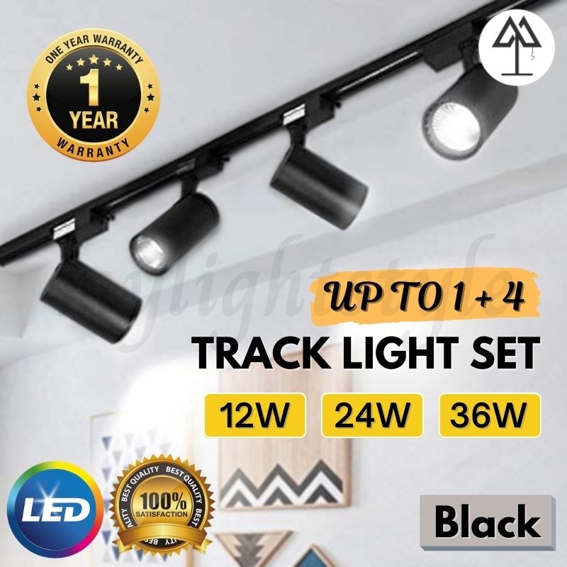 12W / 24W / 36W LED Track Light Set COB Spotlight Adjustable Rail Track ...