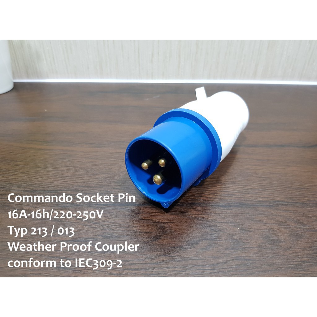 INDUSTRIAL COMMANDO SOCKET - MALE (PIN) - 3 PIN 16AMP 220V (READY STOCK ...