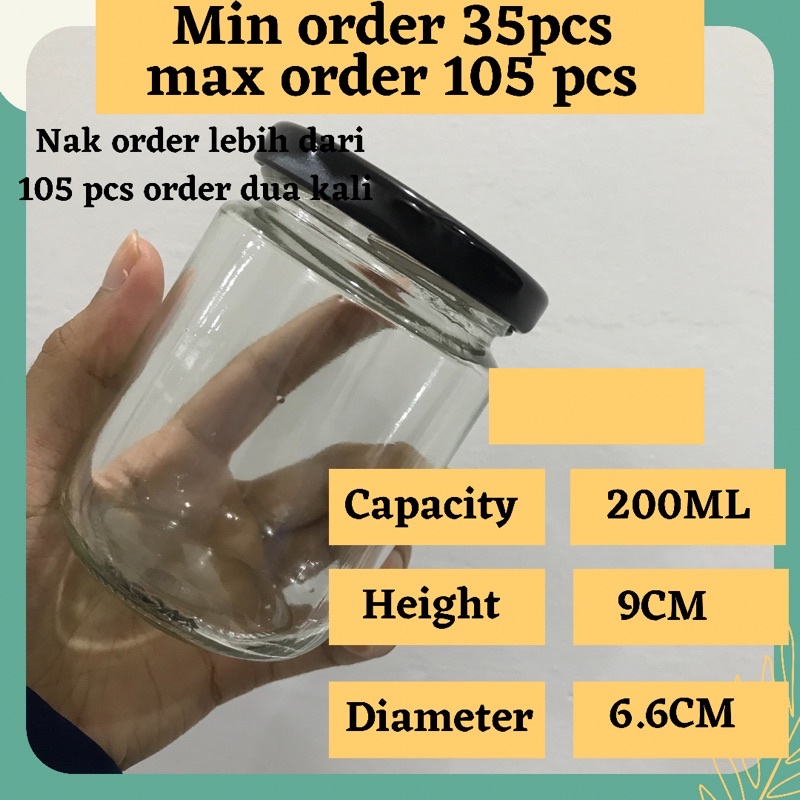 botol kaca 200ml min order 35pcs | Shopee Malaysia