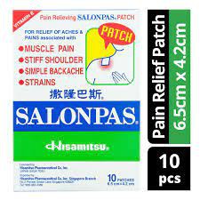 Salonpas Plaster Pain Relief Patch 10 ( 6.5 cm X 4.2 cm ) Exp. 12/2026 ...