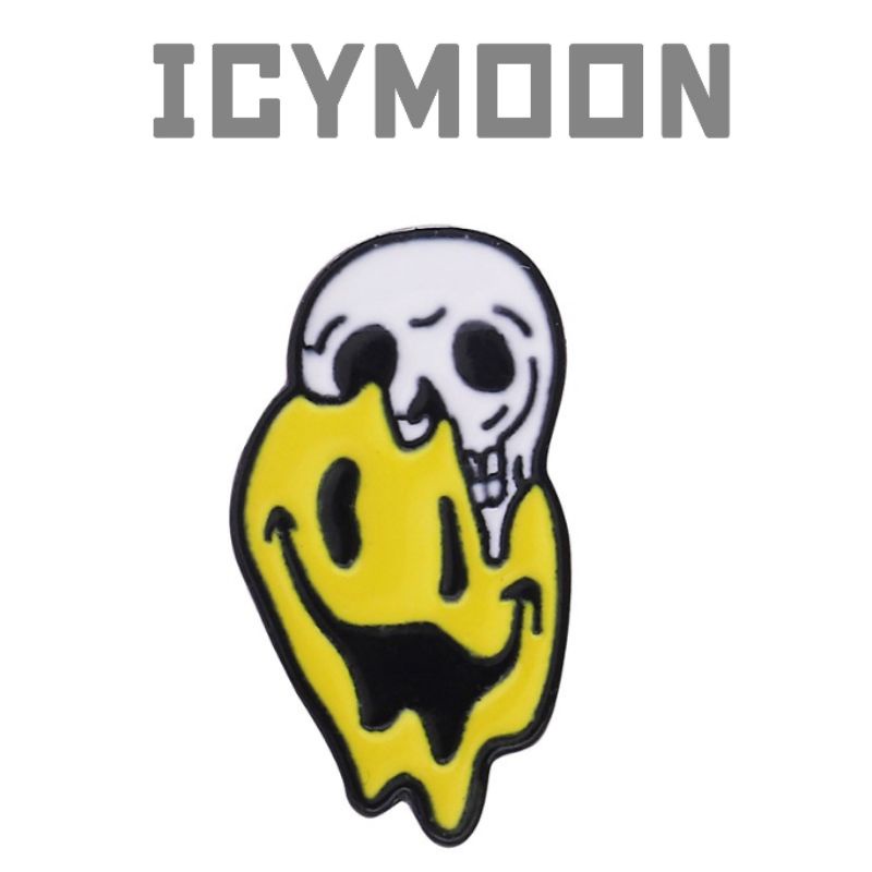 Enamel Pins : Smiley Cute Skulls Goth Sad Face Melt Fantasy Design [PO ...