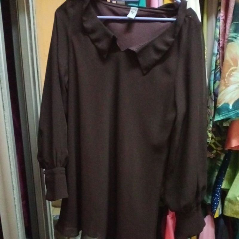 PRELOVED BAJU OOTD DEWASA DARK BROWN baju blouse fesyen wanita moden gaya terkini ootd | Shopee ...