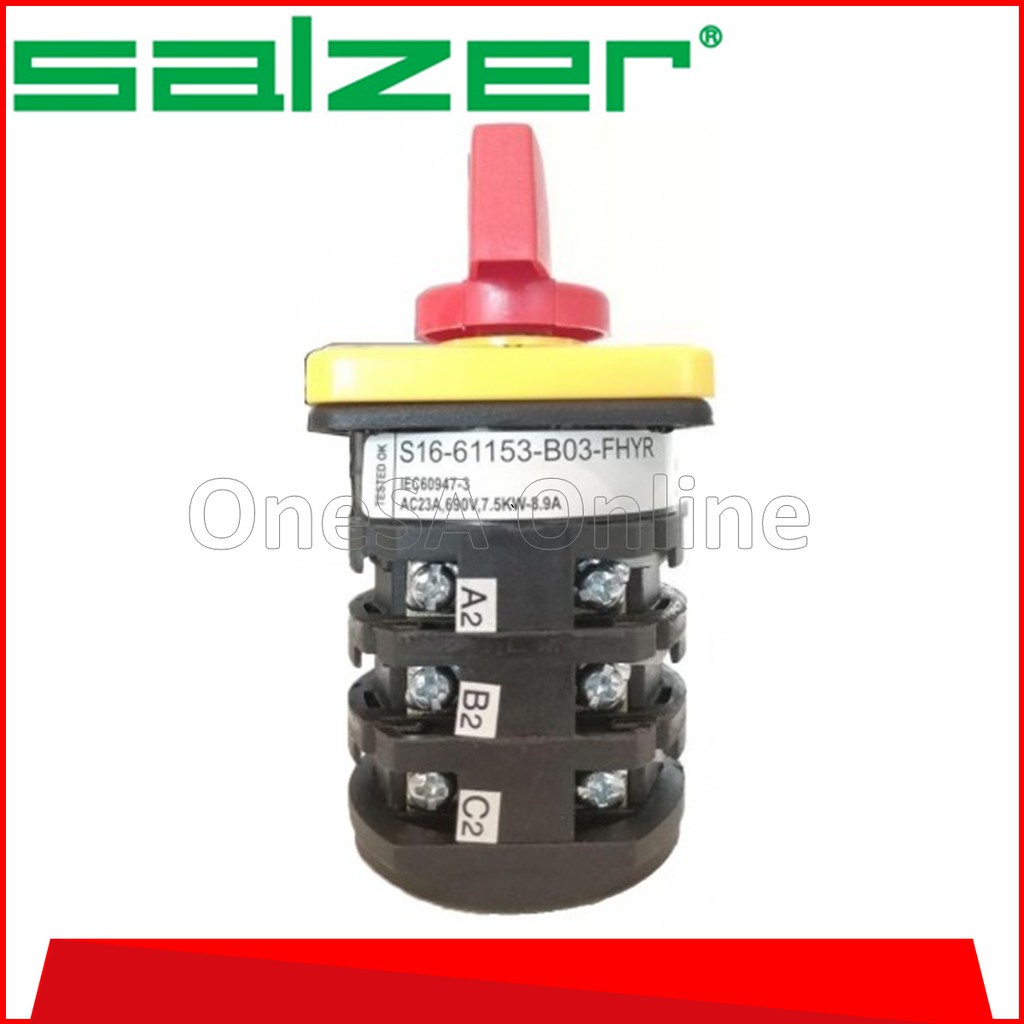 SALZER CHANGEOVER SELECTOR SWITCH,A-O-M 16A 1P/3P, (S1661153-A-B03 ...