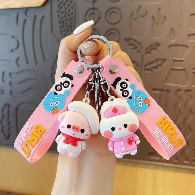 Cute cartoon design keychain fashion design key ring with lanyard ...