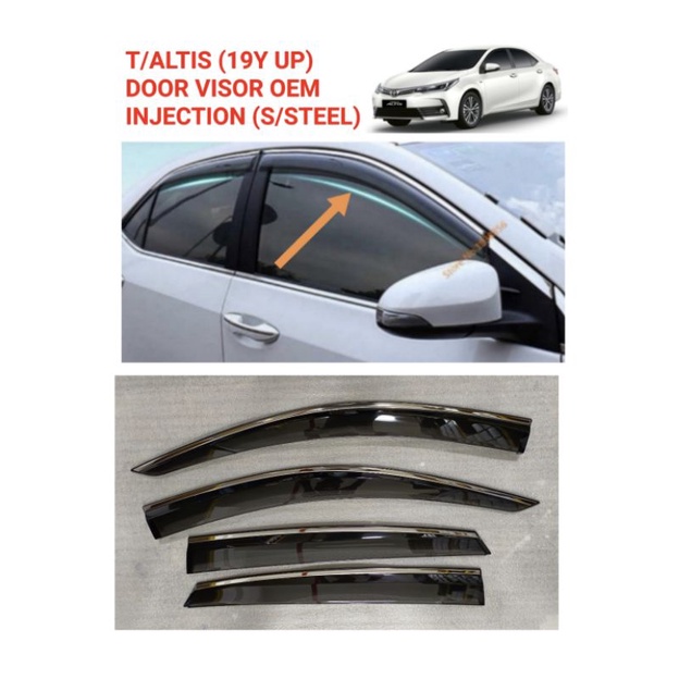 TOYOTA ALTIS 2019Y UP DOOR VISOR OEM INJECTION ( S/STEEL ) | Shopee ...