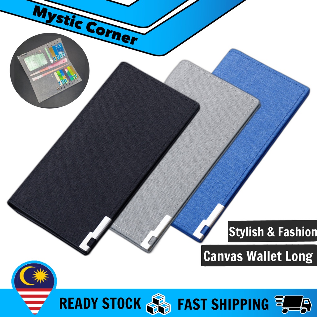 Canvas Men Long Bifold Wallet side Design with Buckle lock - Dompet ...