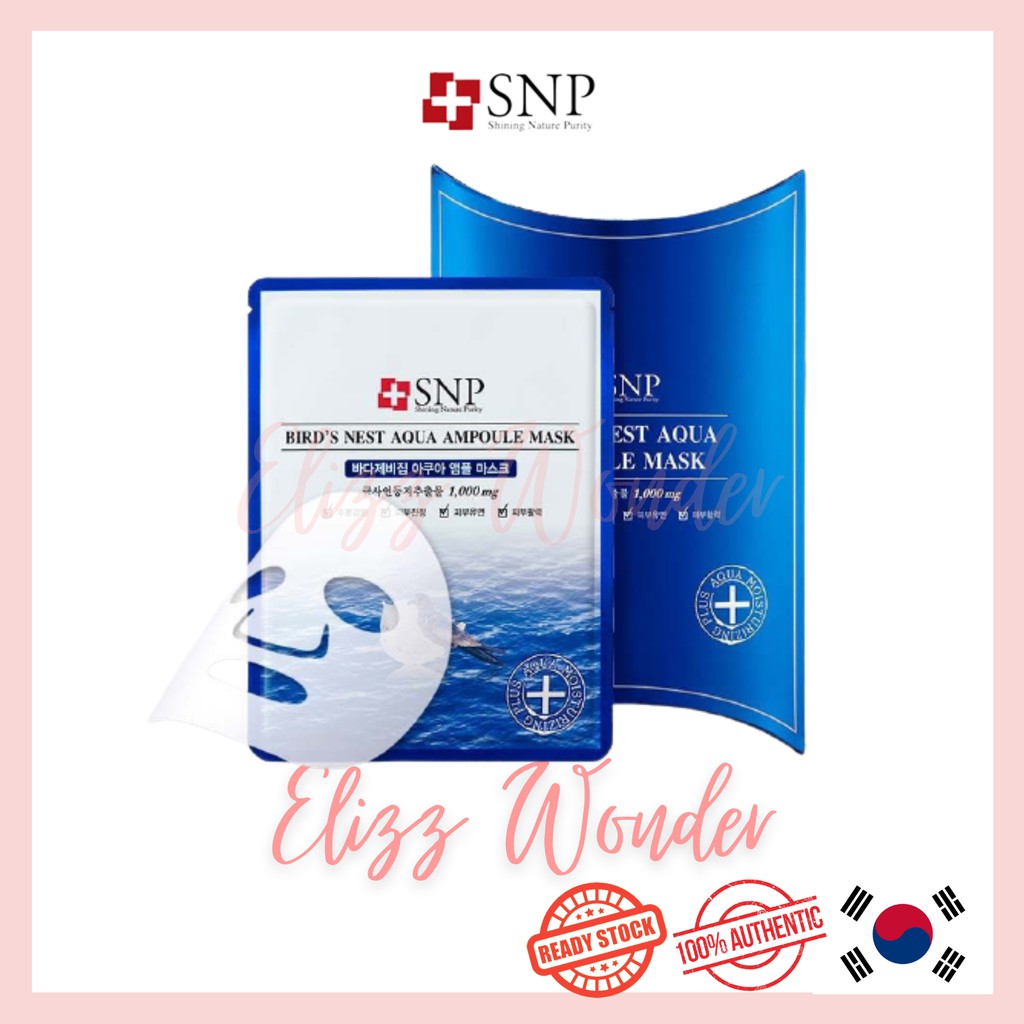 [READY STOCK] 🇰🇷 SNP Birds Nest Aqua Ampoule Mask (10pcs) SNP燕窝补水面膜 ...