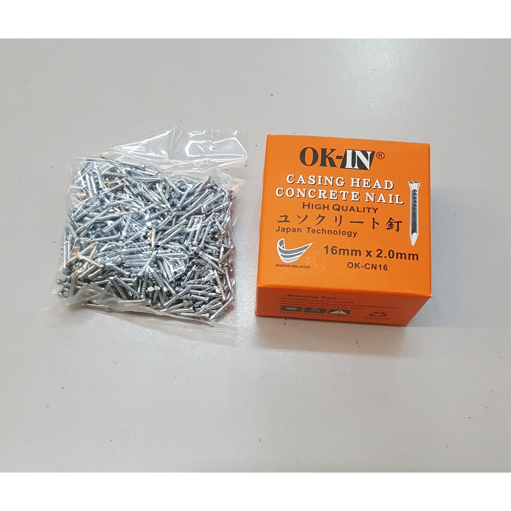 OK-IN CONCRETE NAIL / PAKU CEMENT / STEEL NAIL 16mm | Shopee Malaysia