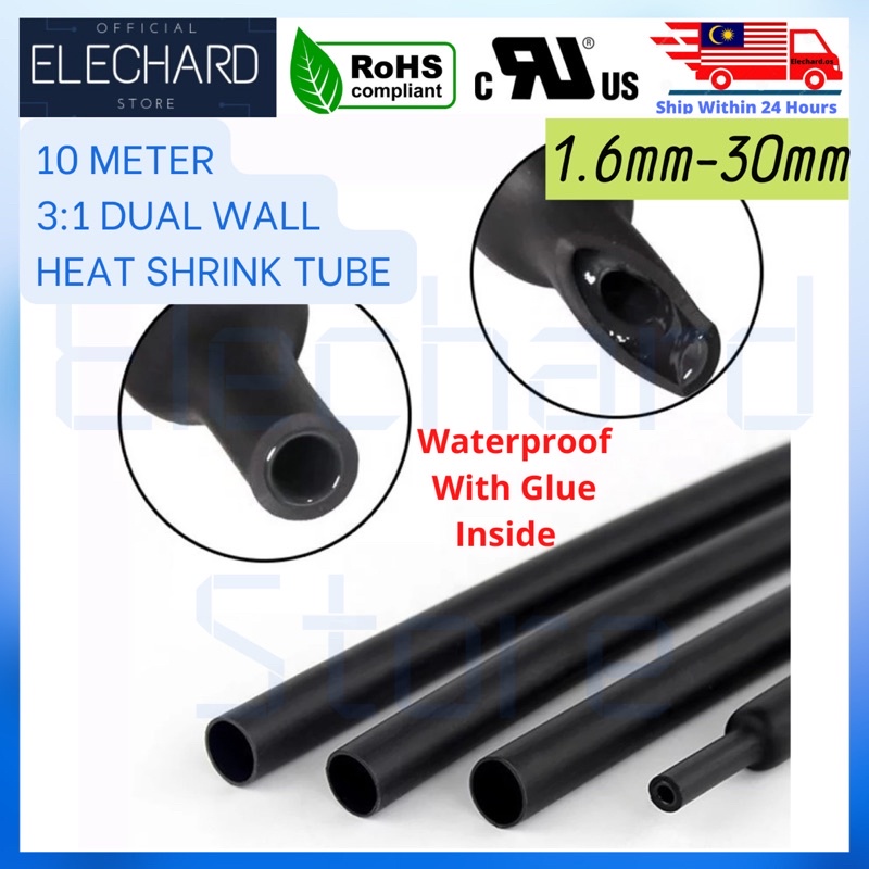 10 Meter Dual Wall 3:1 Heat Shrink Tube 1.6mm-30mm Waterproof Heat ...