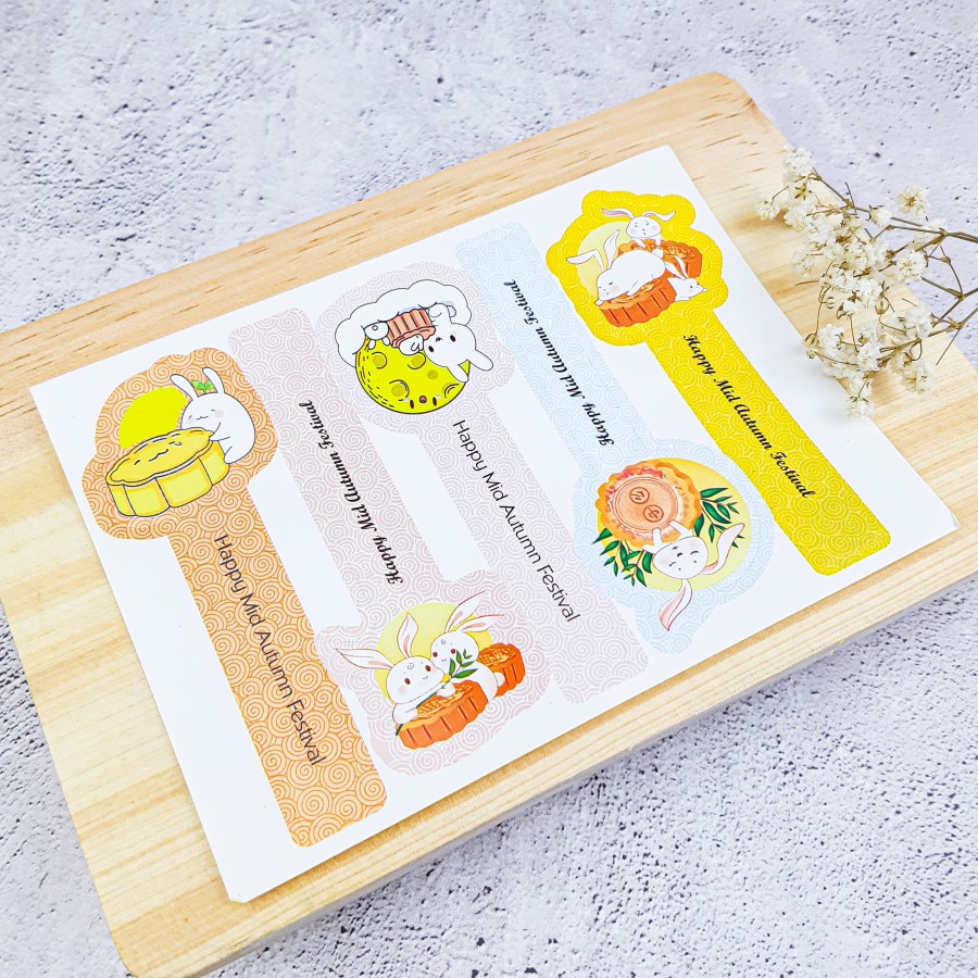 Mooncake Sticker Icon Rabbit / Decorative Labels Decoration Packaging ...