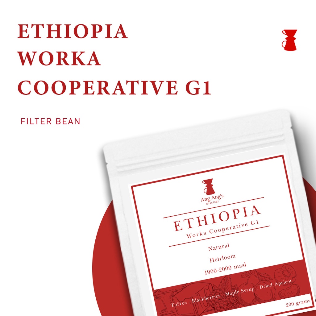 Ang Ang's Roastery "Limited Series" Single Origin Coffee Bean - Ethiopia Worka Cooperative G1 ...