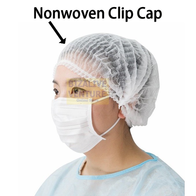 (100pcs) 18" Disposable Non Woven Clip Cap | Disposable Hair Net | Mob ...