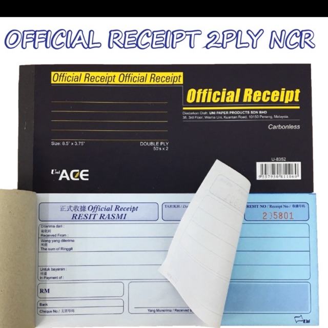 Ace Official Receipt carbonless U-8352 | Shopee Malaysia