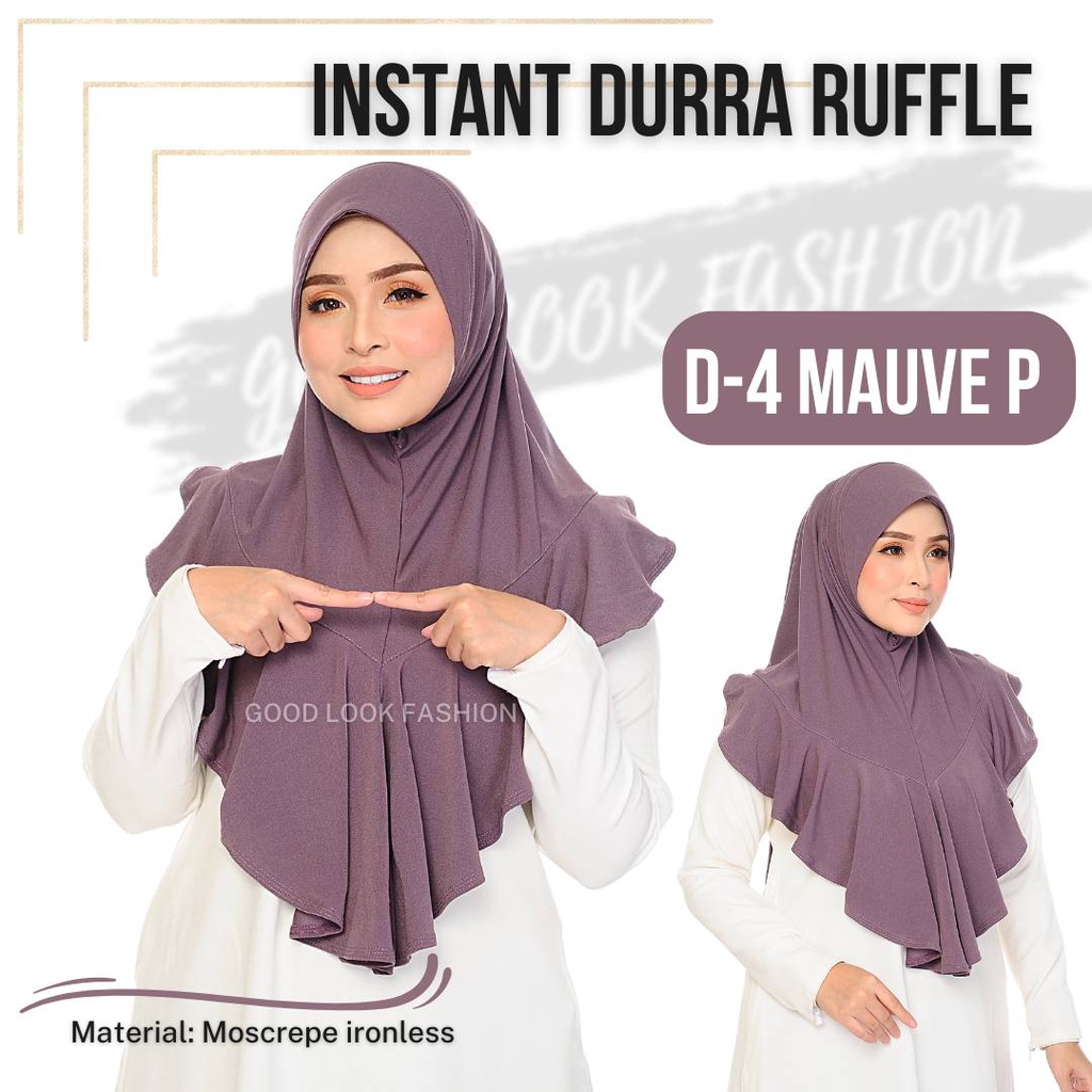 Tudung Labuh Instant Sarung Ruffle Dura ironless Flowly | Shopee Malaysia