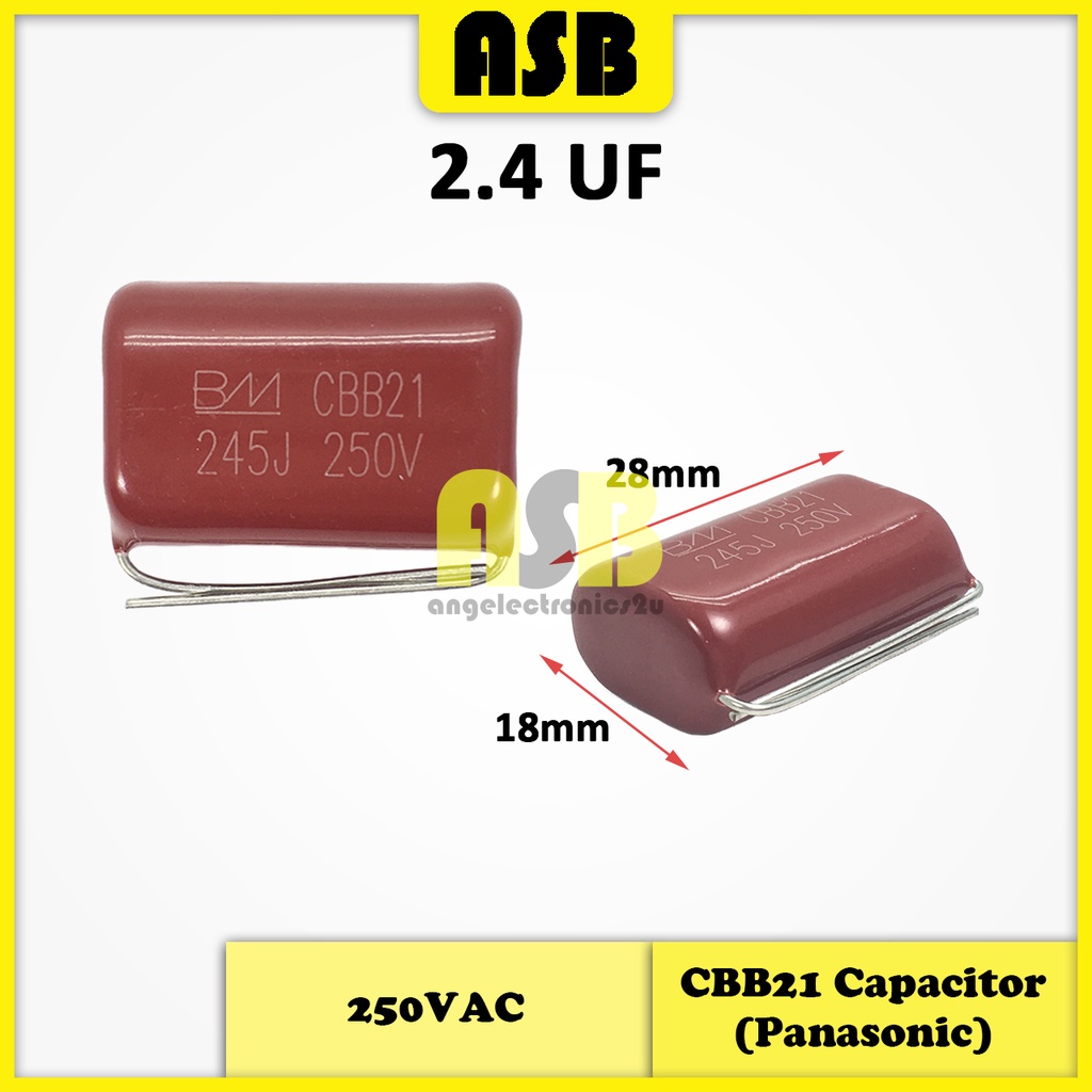 (1pc) CBB21 / CBB22 Capacitor / Condenser ( Panasonic ) ( 250VAC ...