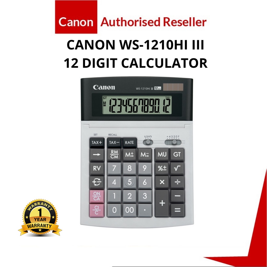 Canon WS-1210HI III 12 Digit Calculator with Tax Function | Shopee Malaysia