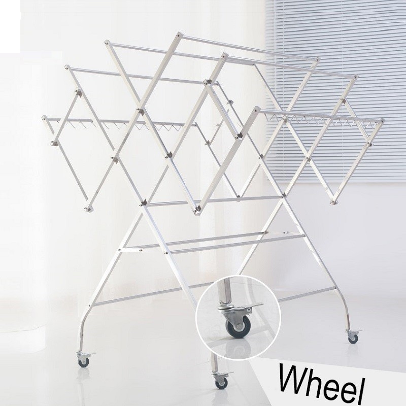 Premier Quality Stainless Steel Foldable Clothes Hanger Stand Rail ...