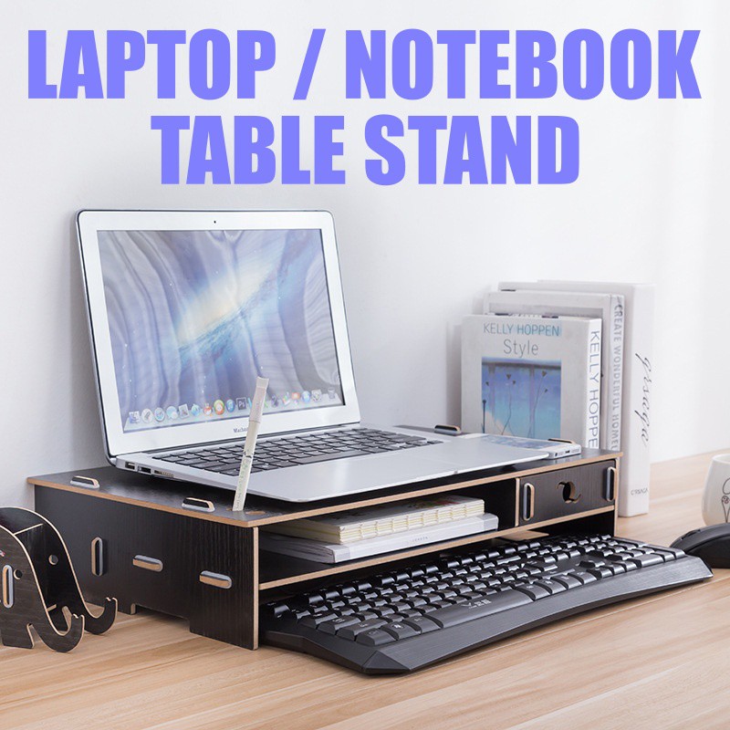 DIY Multipurpose MDF Wood Laptop Notebook Desktop monitor rack RAK KAYU ...
