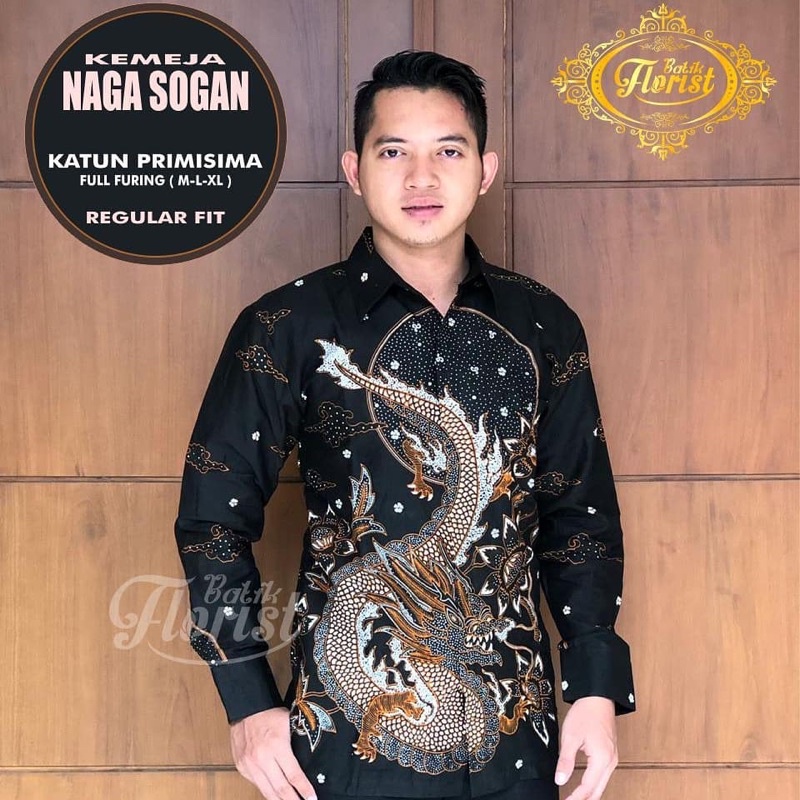 KATUN Batik Long Sleeve Guys Dragon SOGAN Full Furing Fine Cotton ...