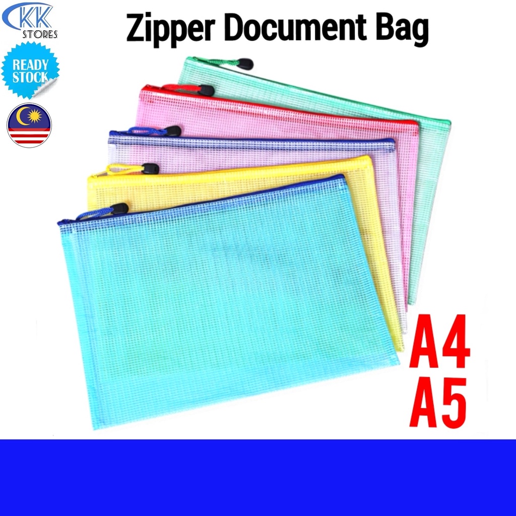 (Ready Store) A4 & A5 Size Grid Transparent File Bag, Waterproof Zip ...