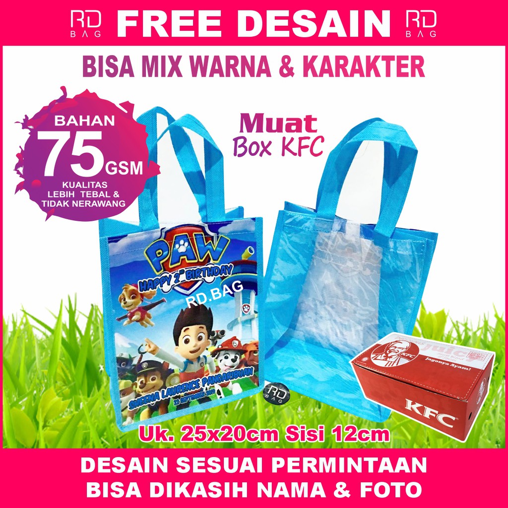 Mika Custom Birthday Bag/mika Bag/Goodie Bag mika Custom/Paw Patrol ...