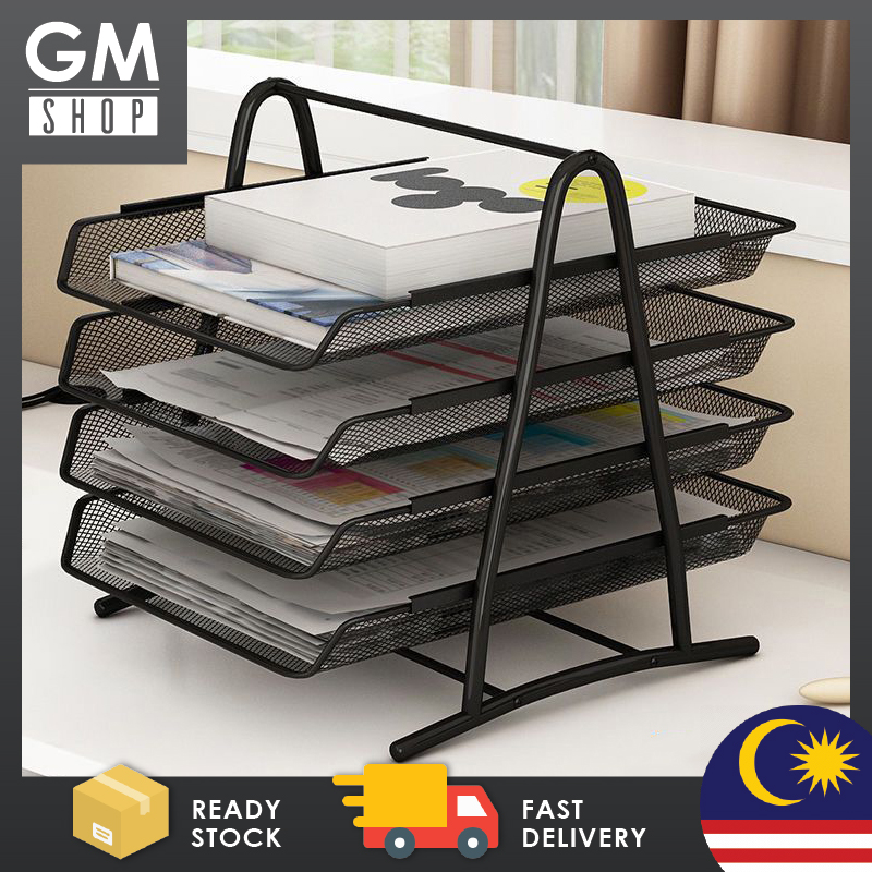 GMSHOP 4 Layer Public Metal Wire Mesh File Document Letter Paper Tray ...