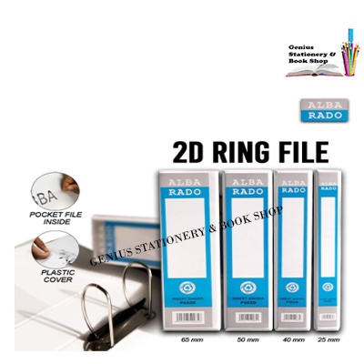 Alba rado 25mm/40mm/50mm/65mm PVC 2D White Ring File A4 Insert Binder ...
