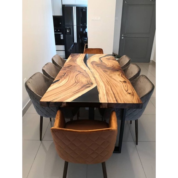 Meja makan kayu balak / dining table wood slab | Shopee Malaysia