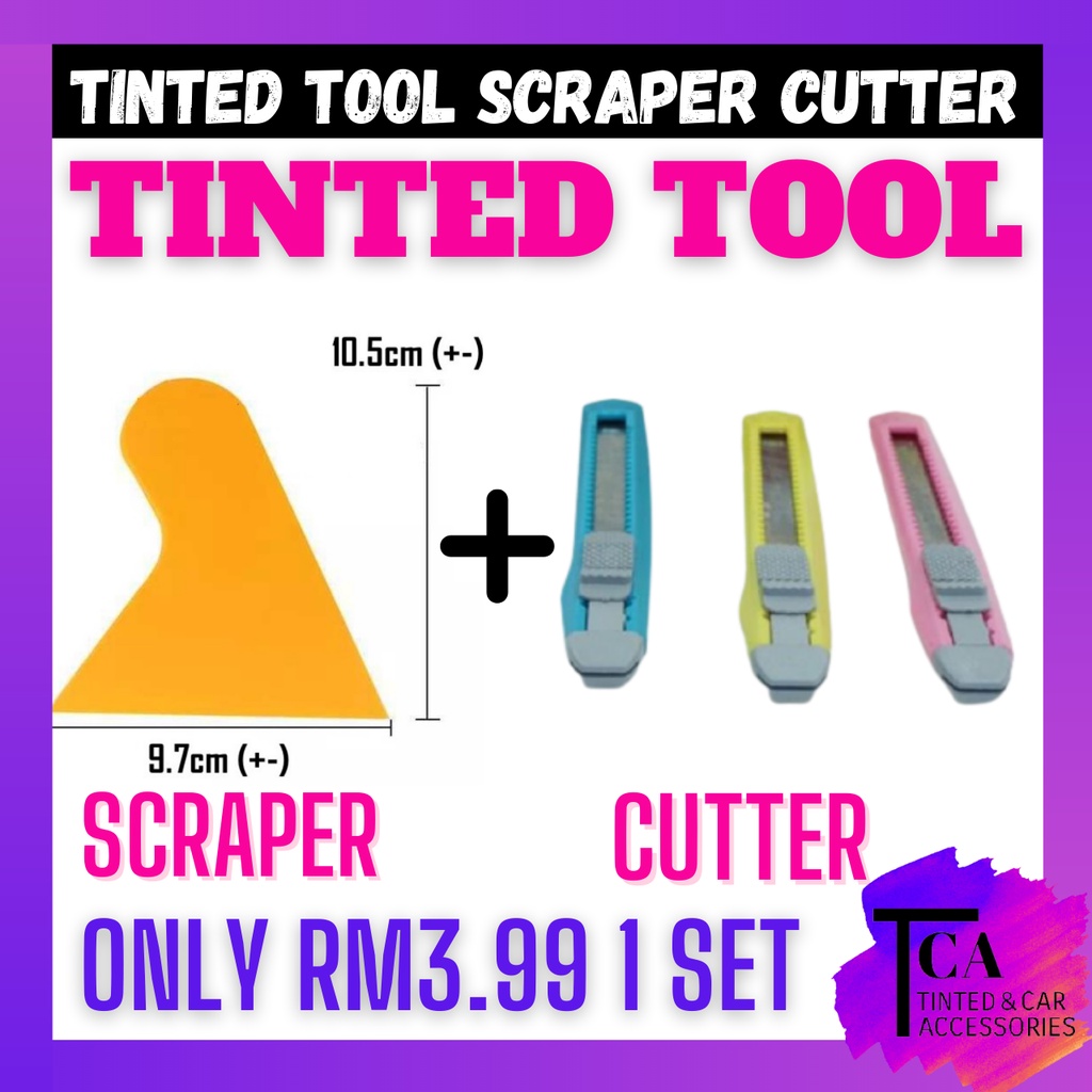 ReadyStock Tinted Tool Squeegee Scraper Cutter Knife Plastic Scraper ...