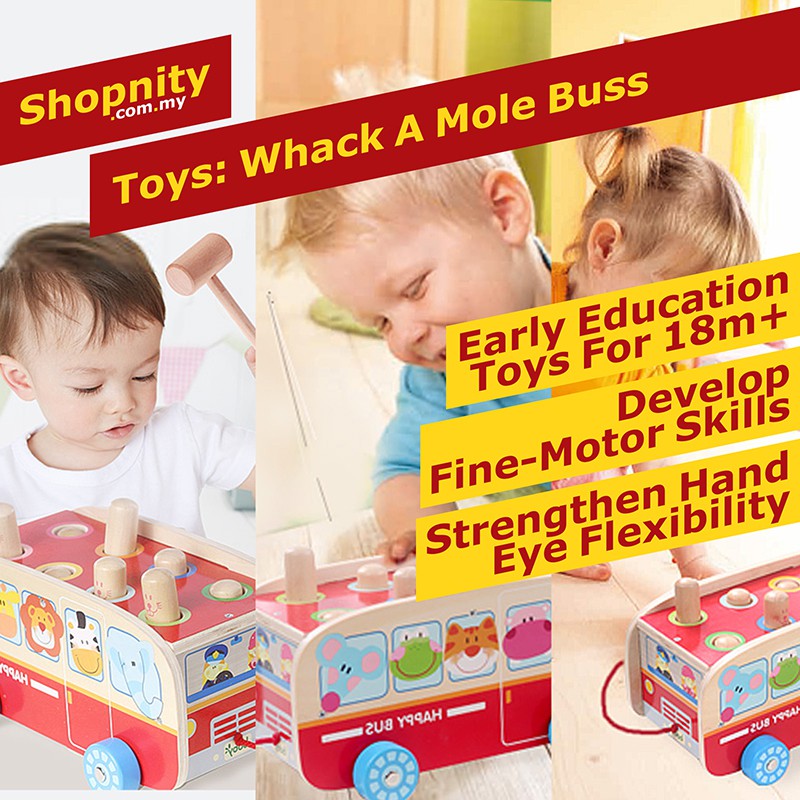 Boby Wooden Bus 1-2-3 Baby Motor Learning Kids Early Education Toys ...