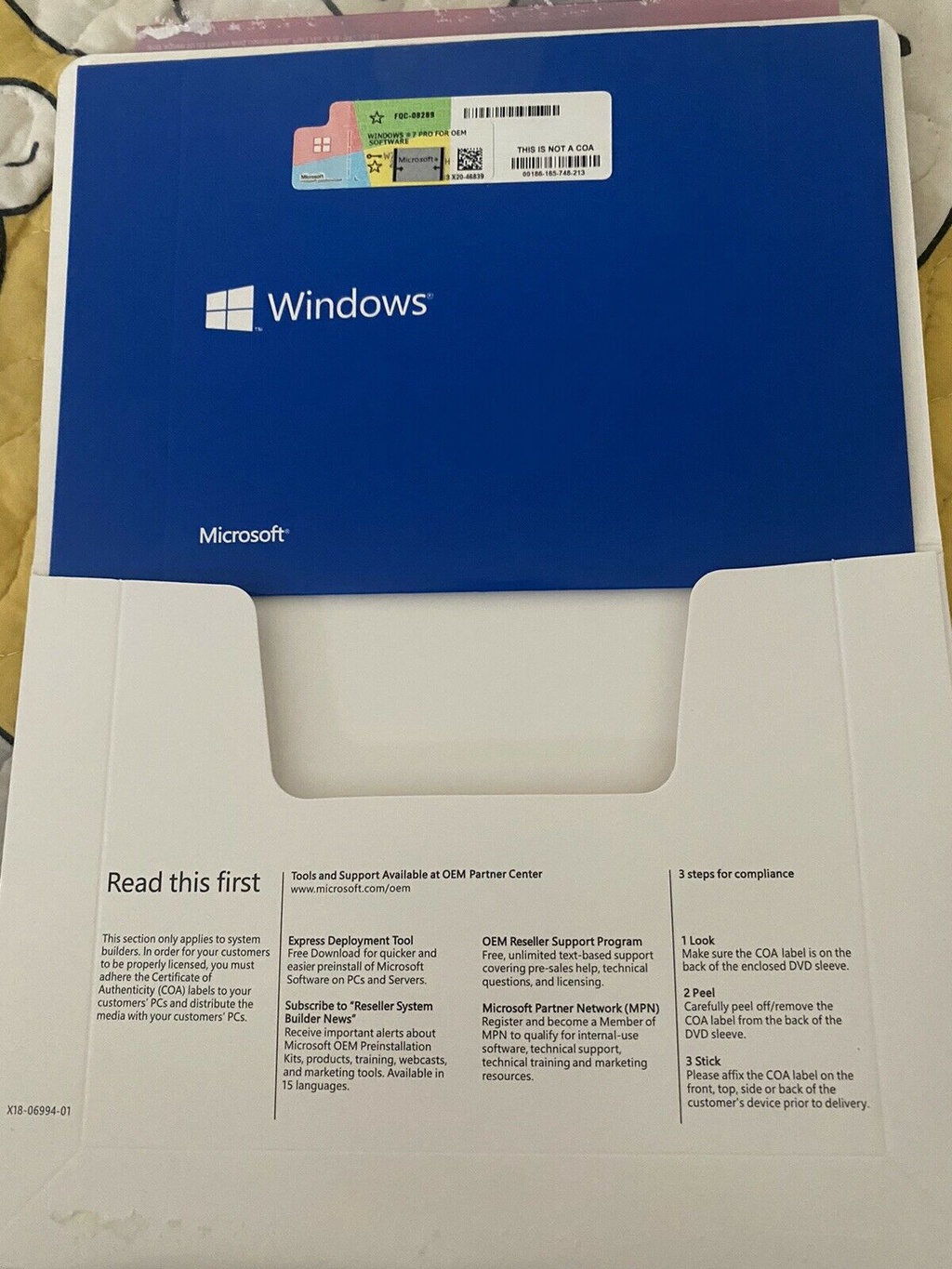 Microsoft Windows 7 Pro Professional 64bit Retail Pack (FQC-08289 ...