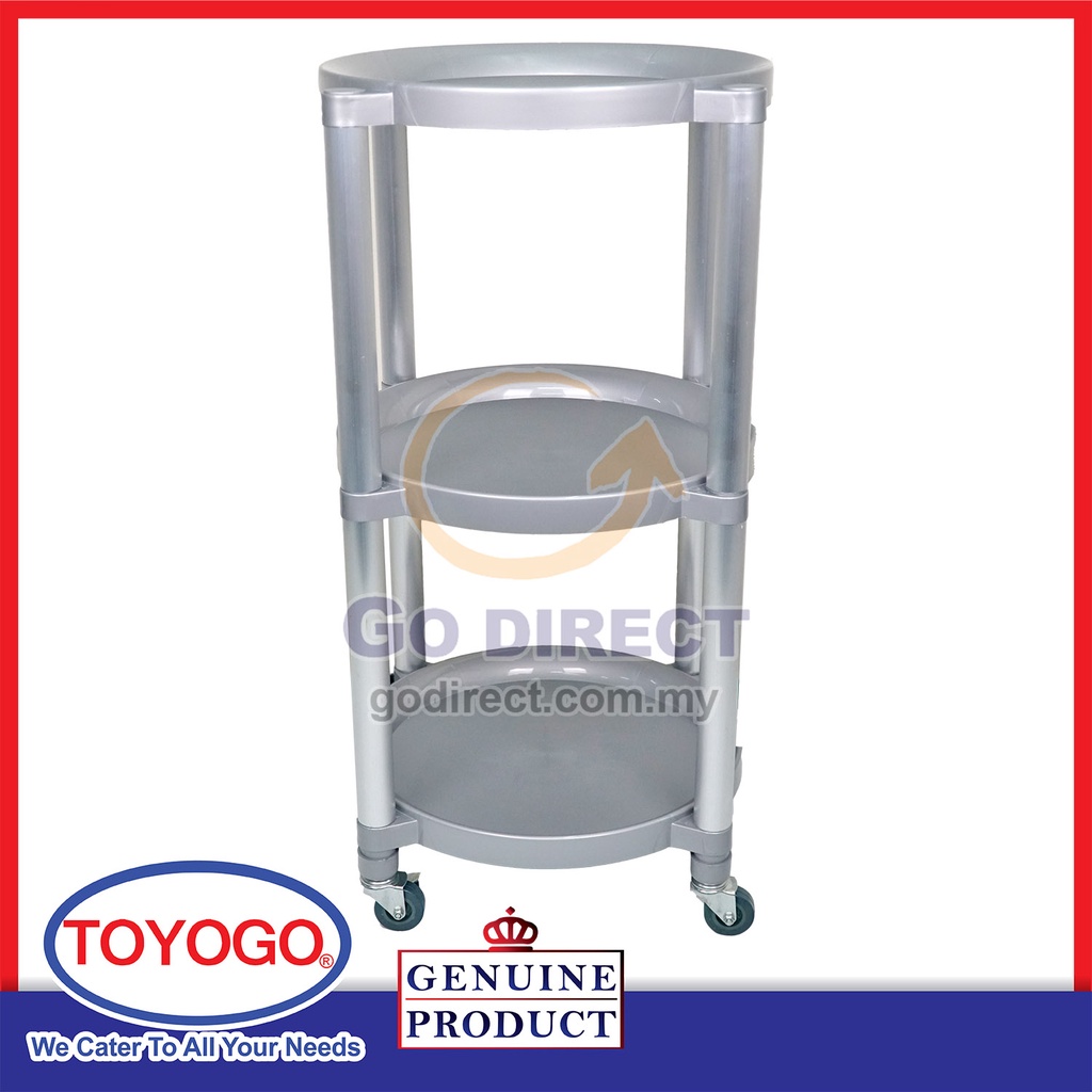 1 X TOYOGO 3Tiers Round Serving Cart Trolley w/ Wheels Restaurant ...