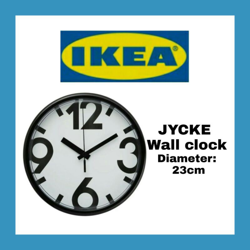 IKEA JYCKE Wall clock, white/black 23 cm , jam ikea , jam dinding ...