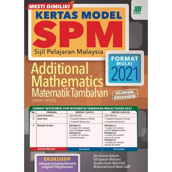 Kertas Model SPM Additional Mathematics (Bilingual) | Shopee Malaysia