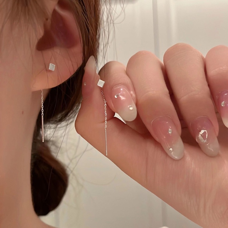 Roselife Minimalist S925 1 Pair Square Butterfly Long Chain Earrings for Women Girls Fashion Ear ...