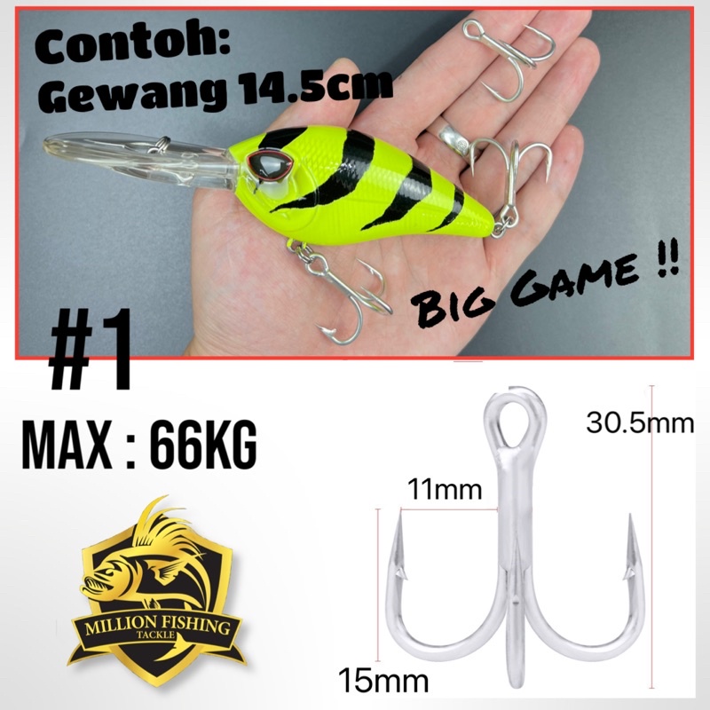 【HK040】💥x4💥Heavy Duty TRIPLE HOOK MATA TIGA X4 kuat TREBLE HOOK Fast ...