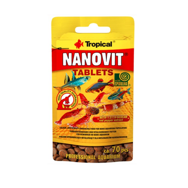 Tropical Nanovit Tablets Fish Food for Bottom Feeders Pleco Loach ...