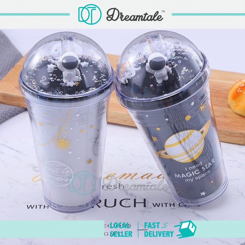 Dreamtale Space Design Water Bottle Double Layer Plastic Cold Cup ...