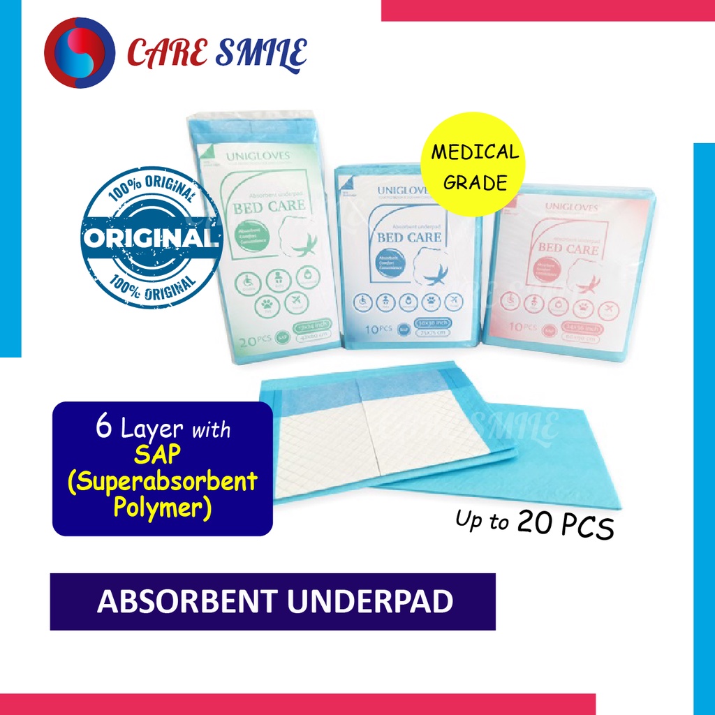 Underpad Super Absorbent 6 PLY SAP Incontinence Bed Pad UNIGLOVES (Bed ...