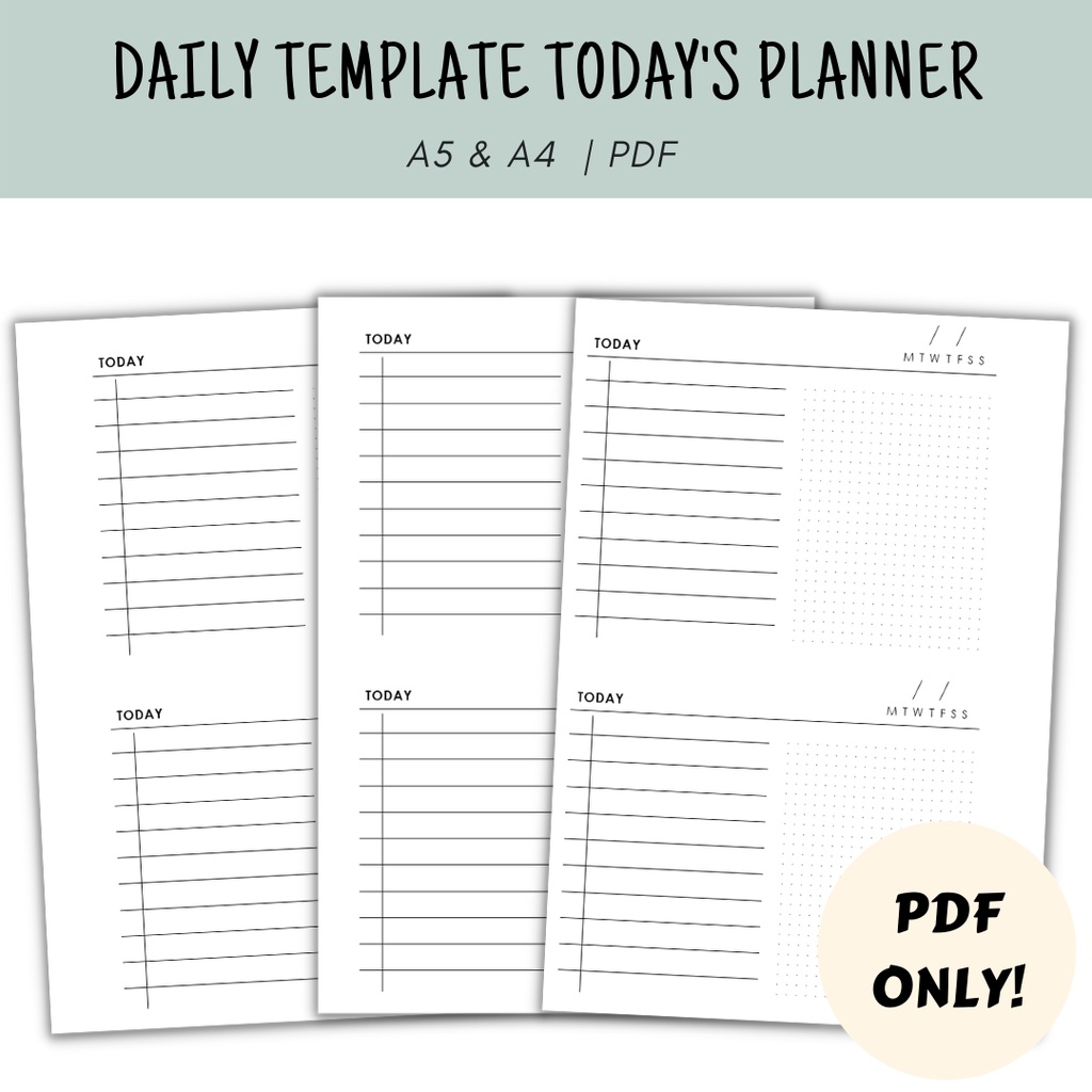 [PDF] Printable Daily Planner Today Template Dot Grid, Daily Planner ...