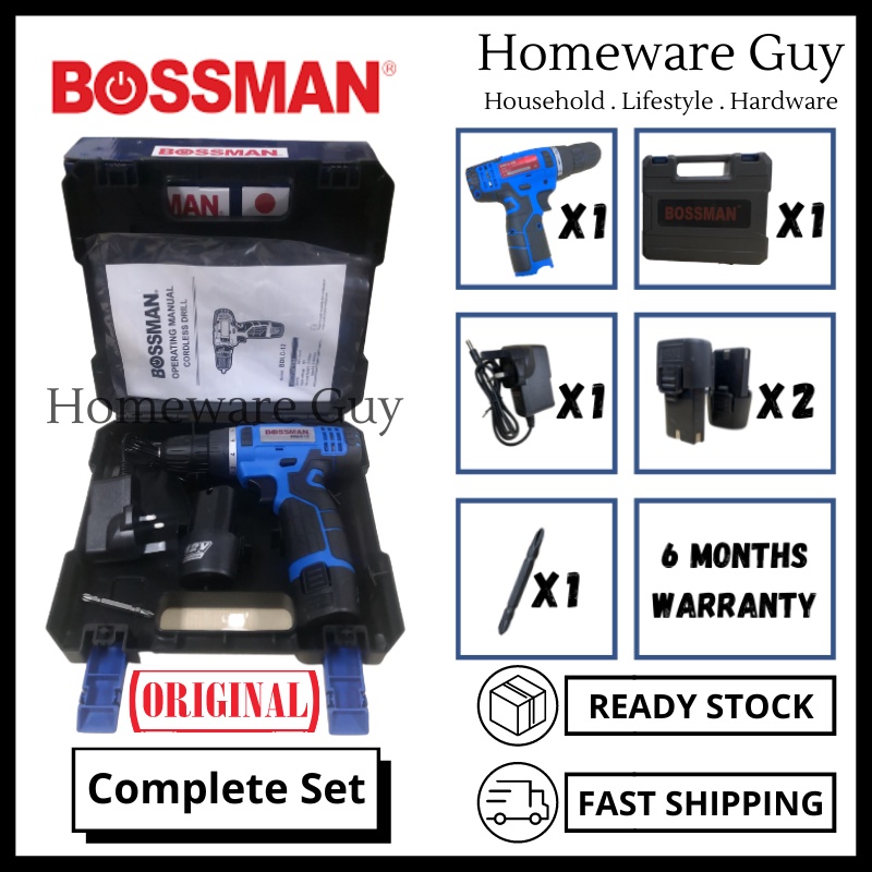 (BOSSMAN) Electric 12V Battery 12v Drill Driver Pemutar Skru Tanpa ...