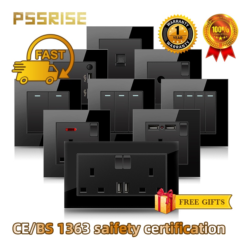 【G11】Black style 13A socket 16A switch 20A water heater switch socket ...