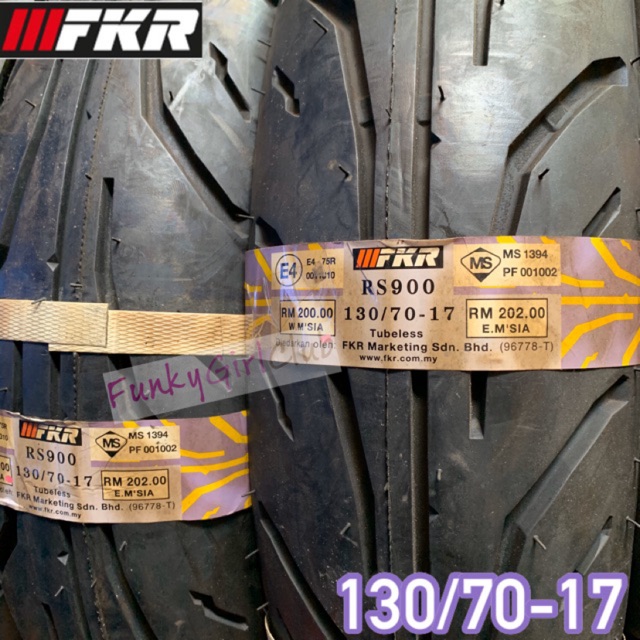 FKR RS900 TUBELESS TAYAR 130/70-17 Bunga Air NS200 R25 Ninja250 ...