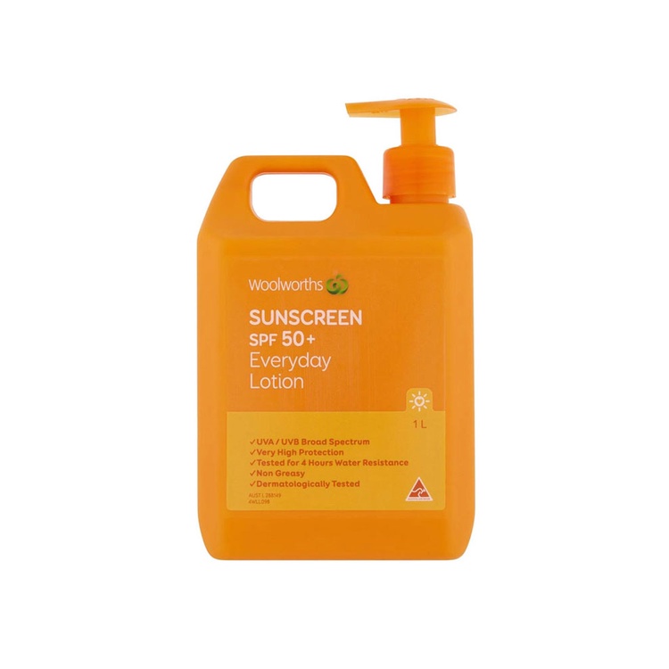 EXP：6/2028 Woolworths Sunscreen SPF 50+ 1L/Kids Sunscreen SPF 50+Lotion ...