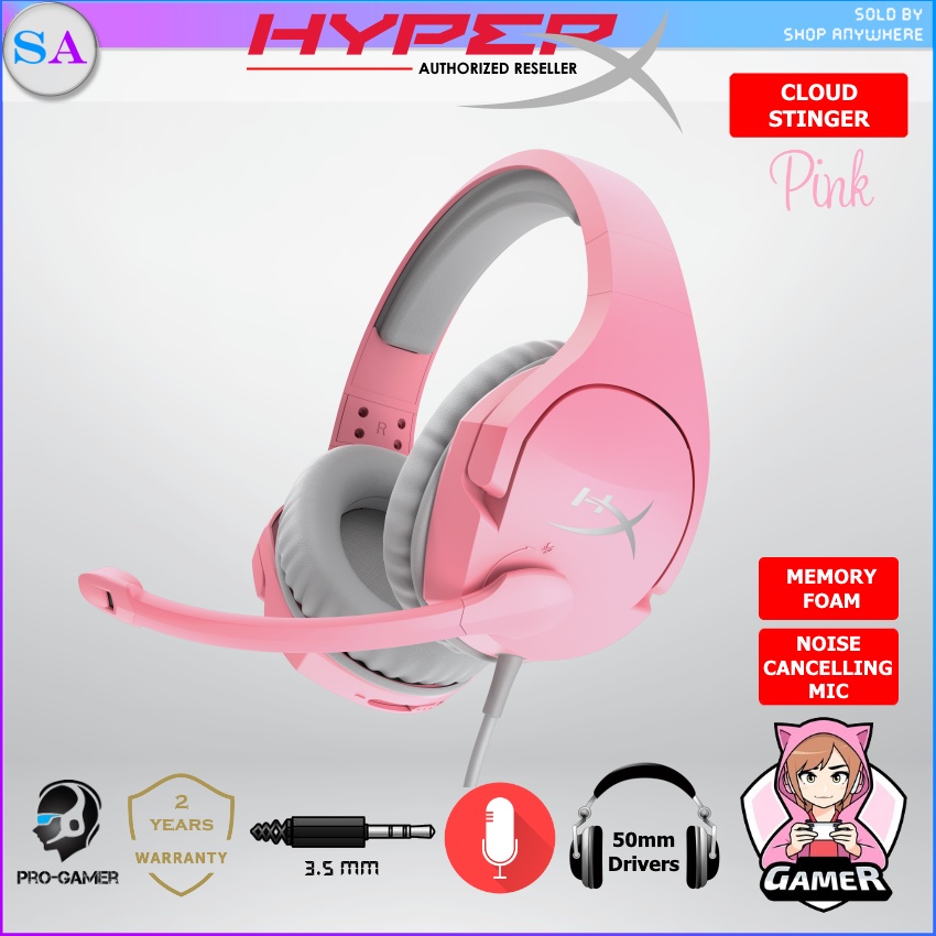 HYPERX CLOUD STINGER PINK GAMING HEADSET PC PS4 PS5 (4P5K6AA) | Shopee ...