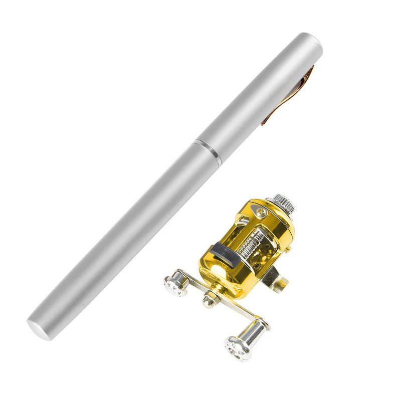 40# Telescopic Pocket Fish Rod Pen Aluminum Alloy Fishing Pole Reel ...