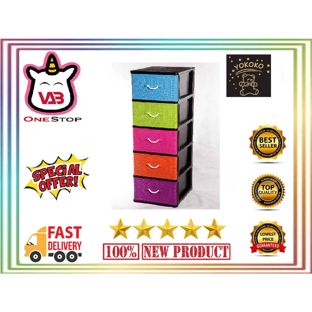 Yokoko 5 Tier Drawer Storage Cabinet Plastic Cabinet 1083b Shopee