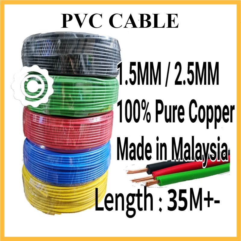 Wayar Elektrik Gulung 1.5/2.5mm Kabel Elektrik 100% Pure Copper Wire PVC Cable Wire Electric ...