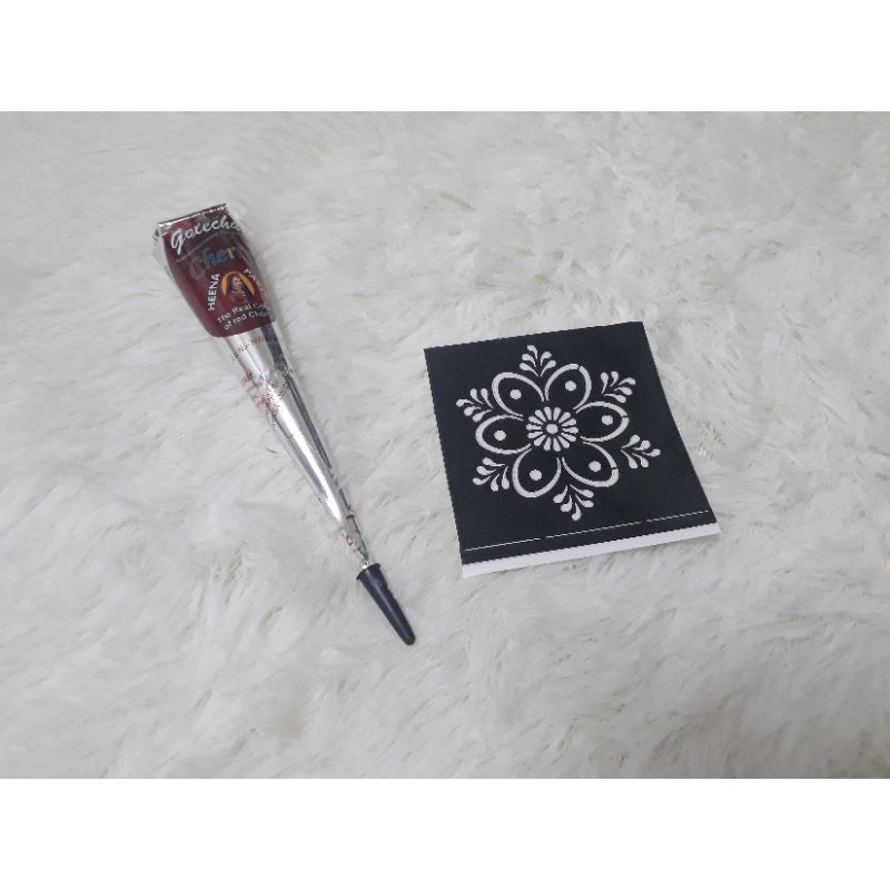Sticker inai Raya murah reusable RM1, inai lukis warna merah/maroon ...
